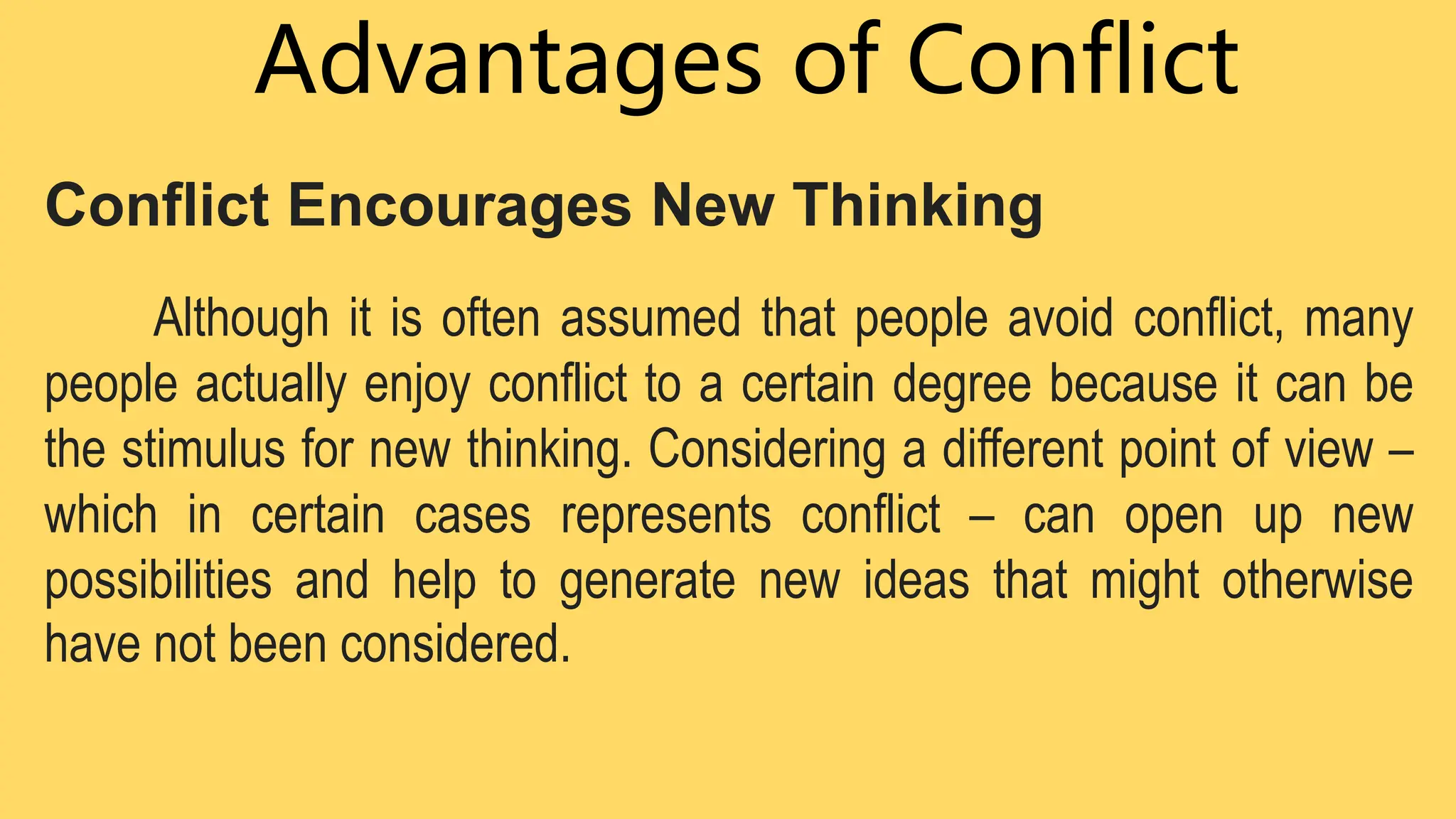 Advantages and disadvantages of conflicts | PPTX