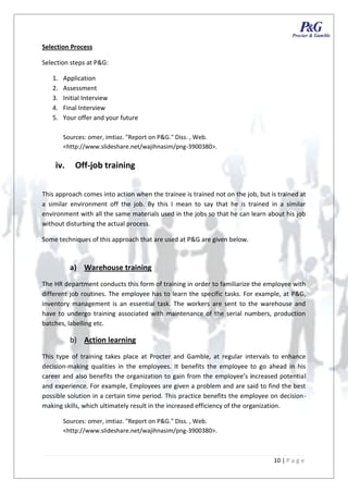 A Report on Human Resource Concept Application by Proctor & Gamble Ltd ...