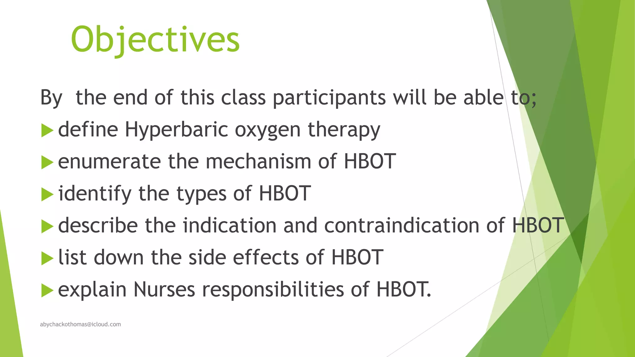 Hyperbaric oxygen therapy | PPTX