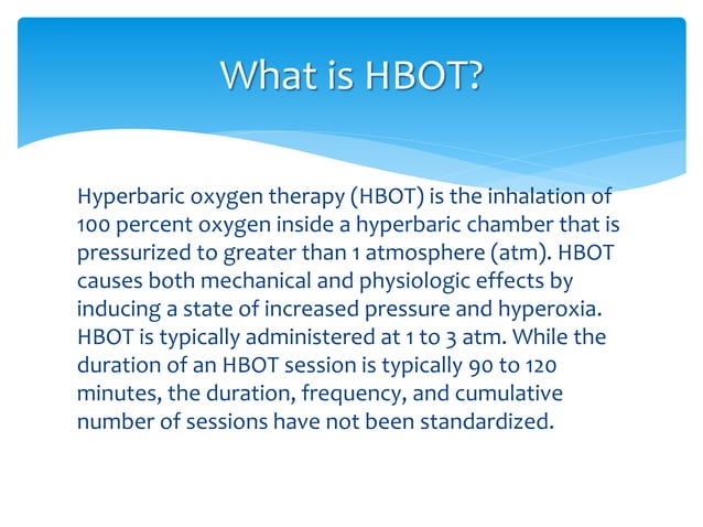 Hbot) hyperbaric oxygen therapy | PPTX | Lung and Respiratory Health ...