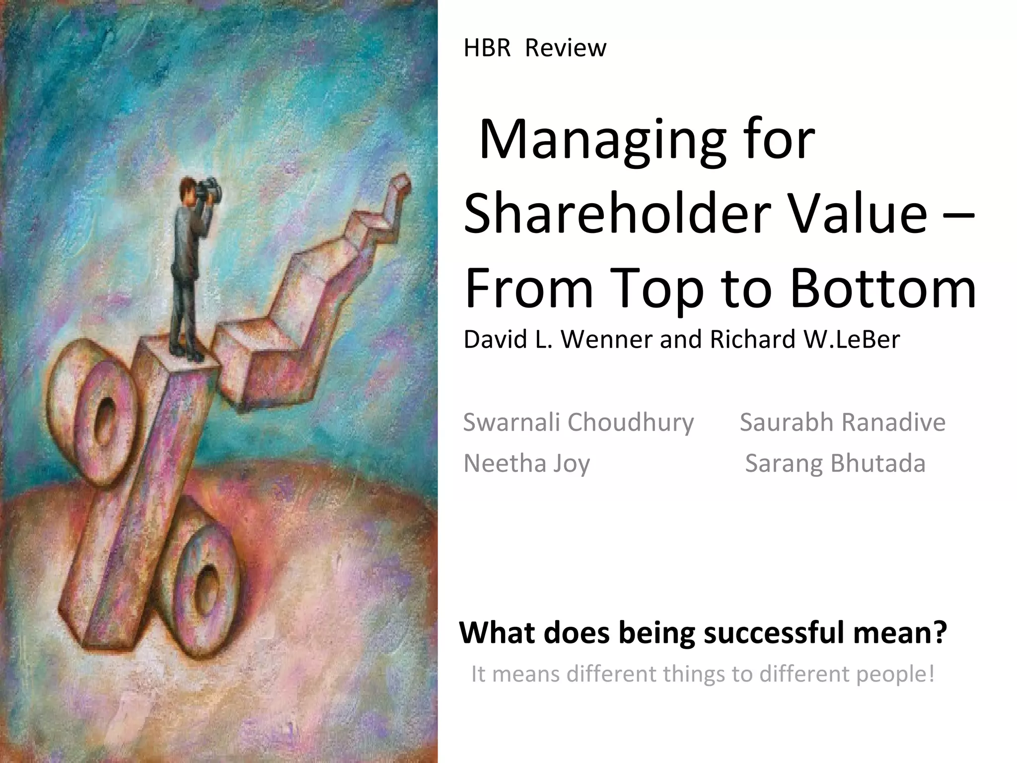 HBR Review: Managing Shareholder Value - From Top to Bottom | PPS