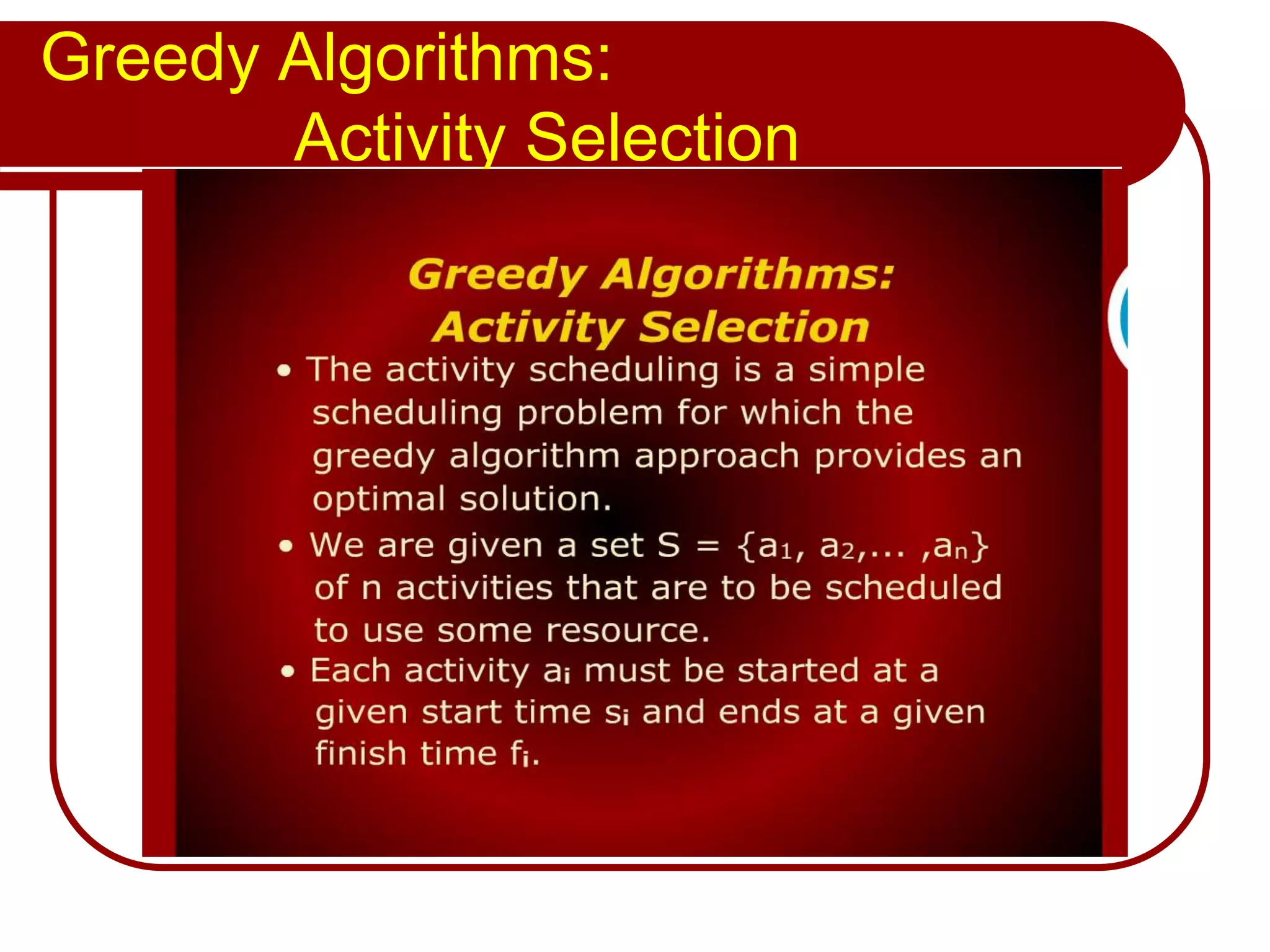 Activity selection using greedy approach | PPT