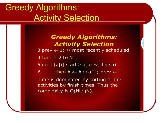 Activity selection using greedy approach | PPT