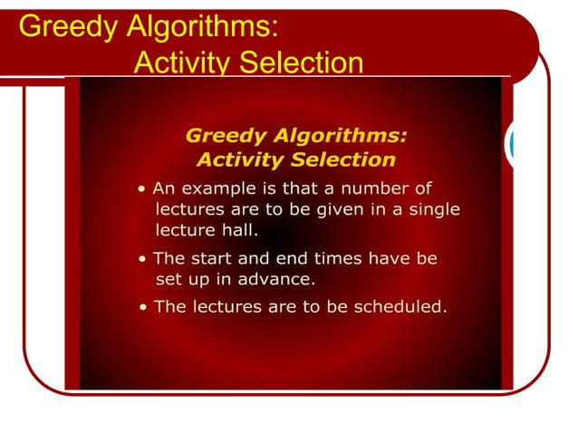 Activity selection using greedy approach | PPTX