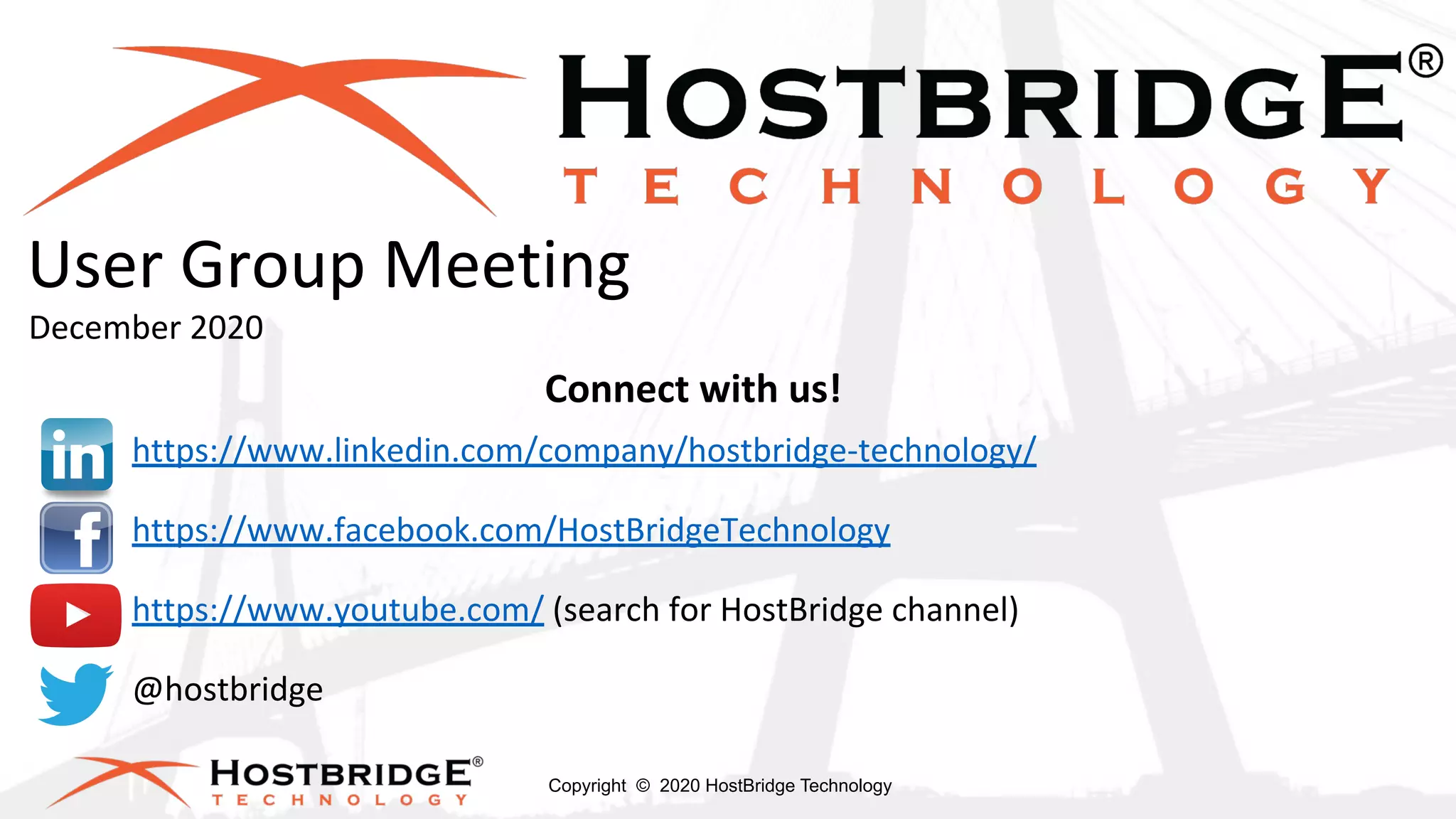 HostBridge Virtual User Group December 2020 | PPT