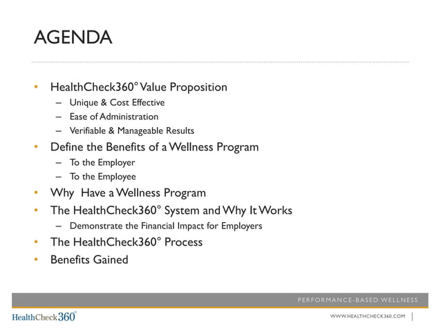HealthCheck360 A Winning Approach to Wellness | PPT
