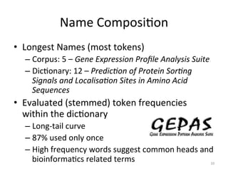 SMBM 2012: Ambiguity and Variability of Database and Software Names in Bioinformatics | PDF ...