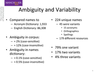SMBM 2012: Ambiguity and Variability of Database and Software Names in Bioinformatics | PDF ...