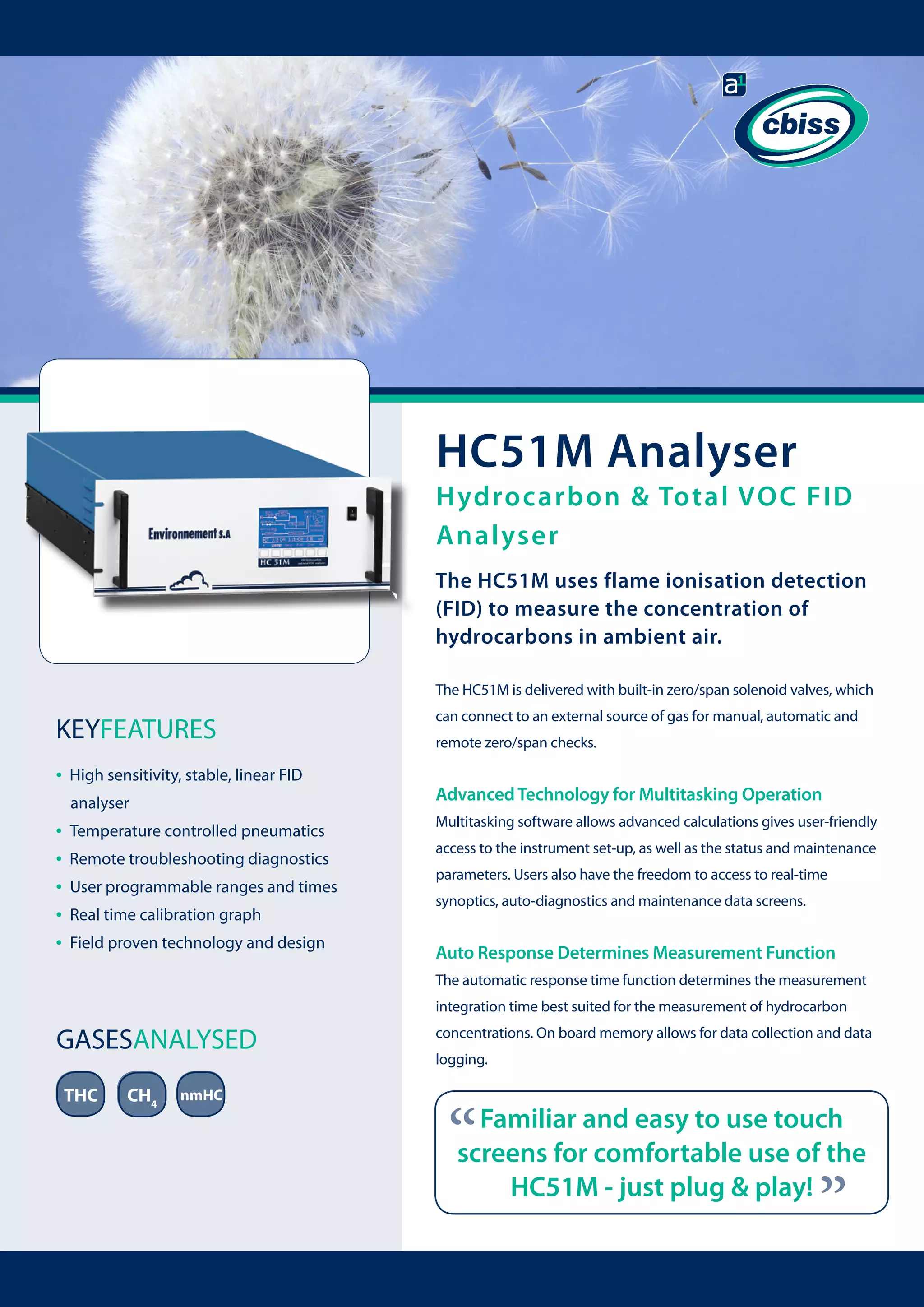Hc51 m totaly hydrocarbon analyser datasheet | PDF