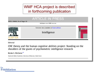 WMF Human Cognitive Abilities Project Overview and Update | PPT
