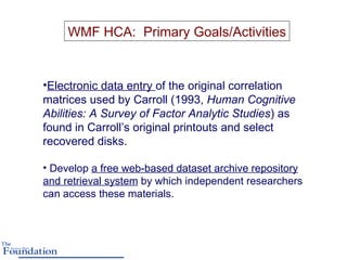 WMF Human Cognitive Abilities Project Overview and Update | PPT