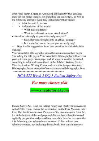 Hca 322 Believe Possibilities / snaptutorial.com