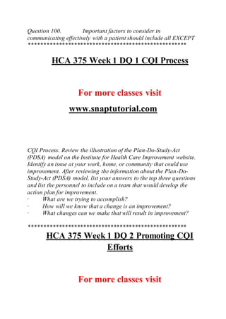 HCA 375 Effective Communication - snaptutorial.com | Health Insurance | Insurance