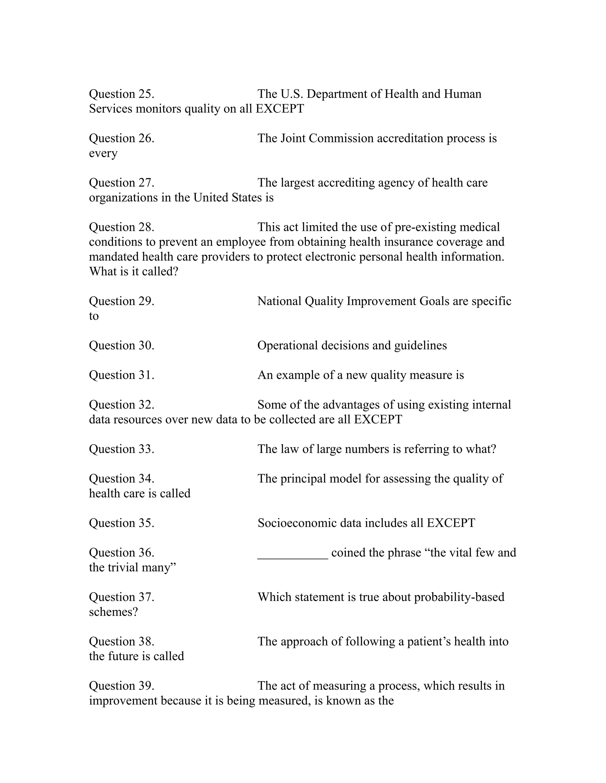 HCA 375 Week 5 Exam H(100 Questions) | PDF