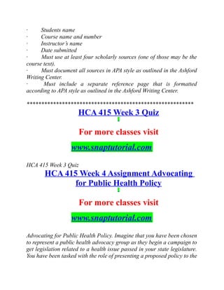 Hca 415 Effective Communication-snaptutorial.com