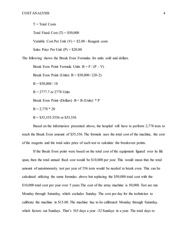 Cost Analysis Team Project | PDF
