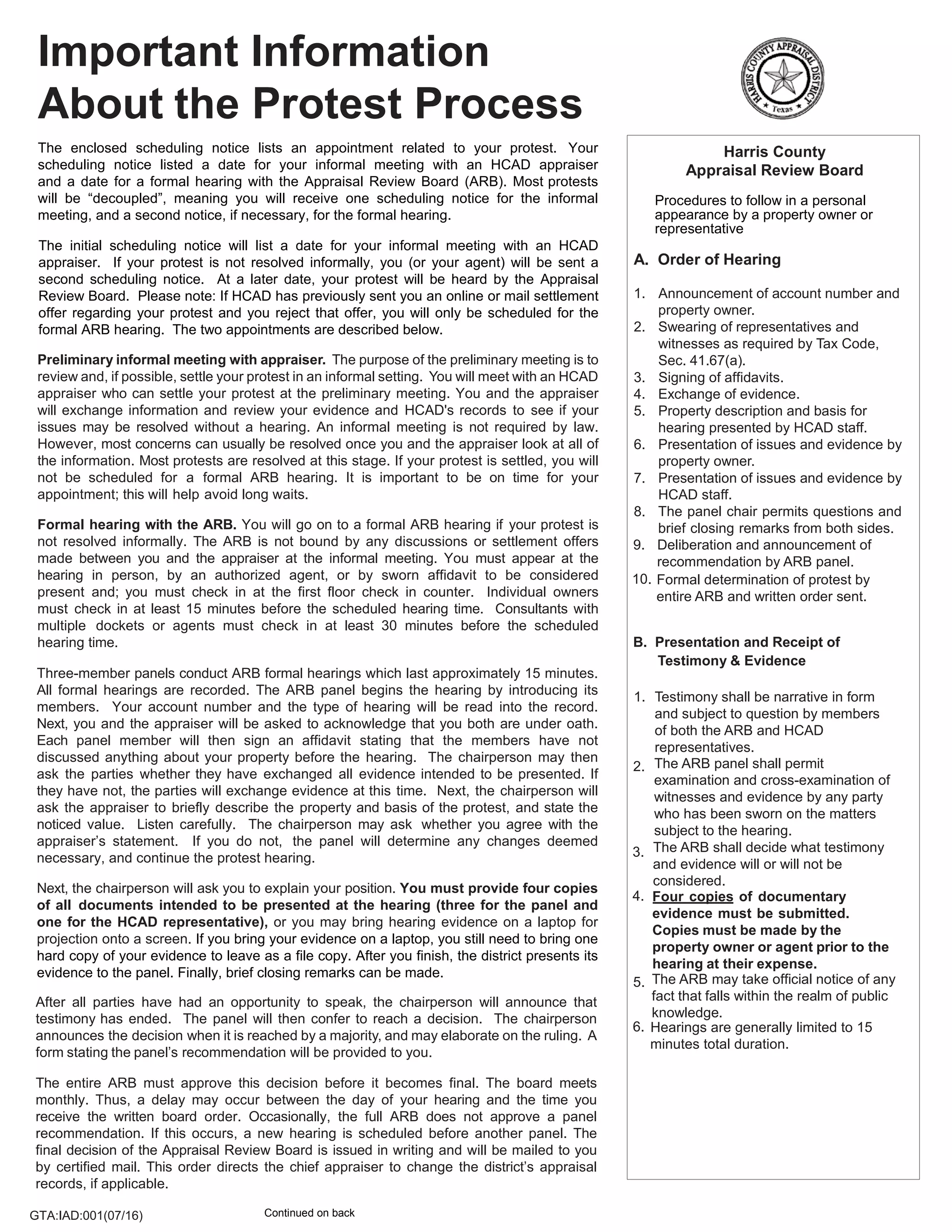 Hcad protest process | PDF