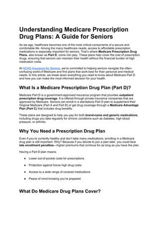 Understanding Medicare Prescription Drug Plans: A Guide for Seniors | DOCX