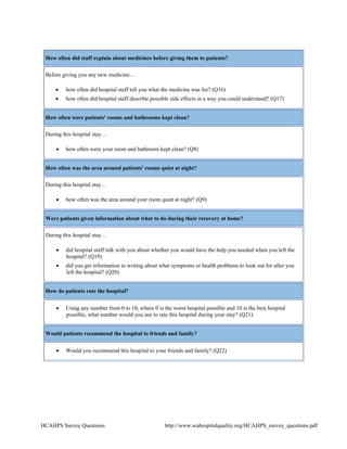 HCAHPS Survey Questions | PDF