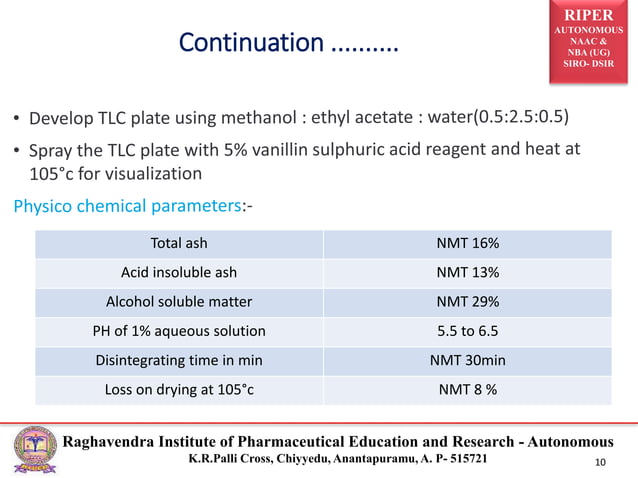 Monographs of herbal drugs: Siddha and Unani pharmacopeia | PPTX