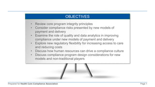 Compliance Design in a World of New Models | PPTX | Health Insurance ...