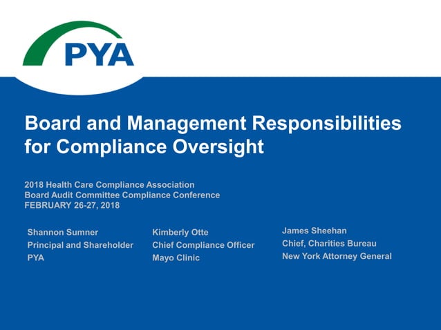Board and Management Responsibilities for Compliance Oversight | PPT