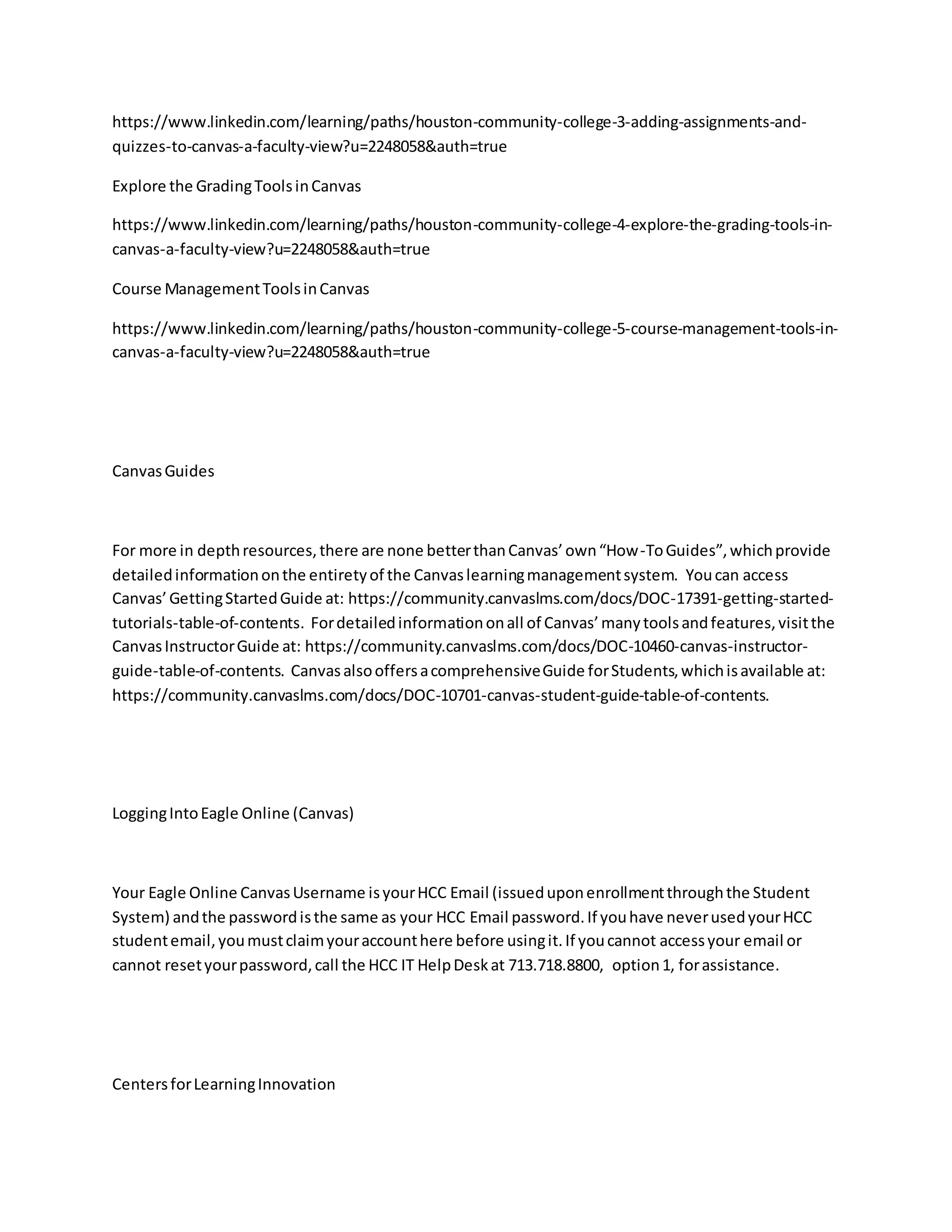 Hcc faculty training | DOCX