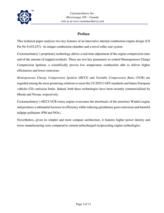 HCCI-VCR Rotary Engine Technical Paper | PDF