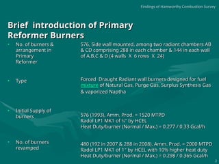 Combustion survey for pRIMARY rEFORMER of Ammonia Plant | PPT