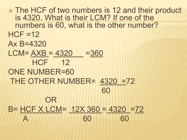 HCF and LCM | PPTX