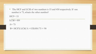 HCF AND LCM.pptx related to maths with examples | PPTX