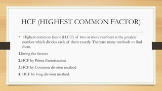 HCF AND LCM.pptx related to maths with examples | PPTX