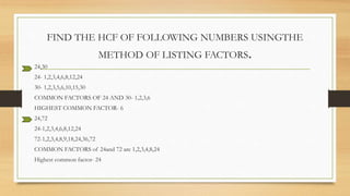 HCF AND LCM.pptx related to maths with examples | PPTX