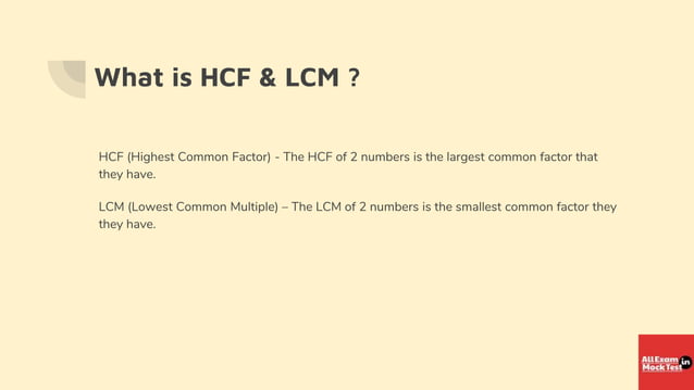 Quick Guide For HCF & LCM | PPTX