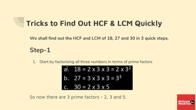 Quick Guide For HCF & LCM | PPTX