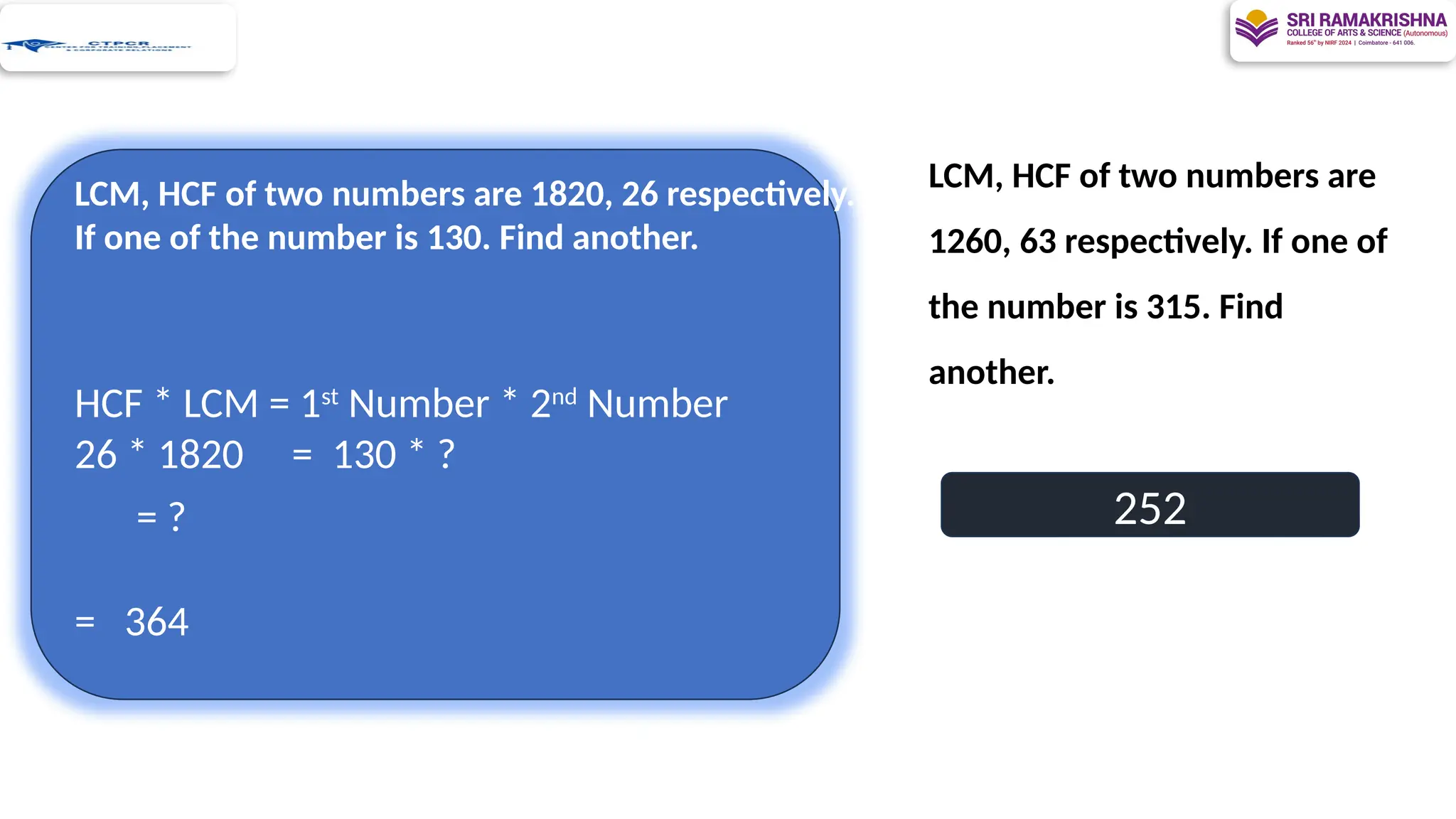 Concepts of HCF and LCM in Aptitude preparation | PPTX