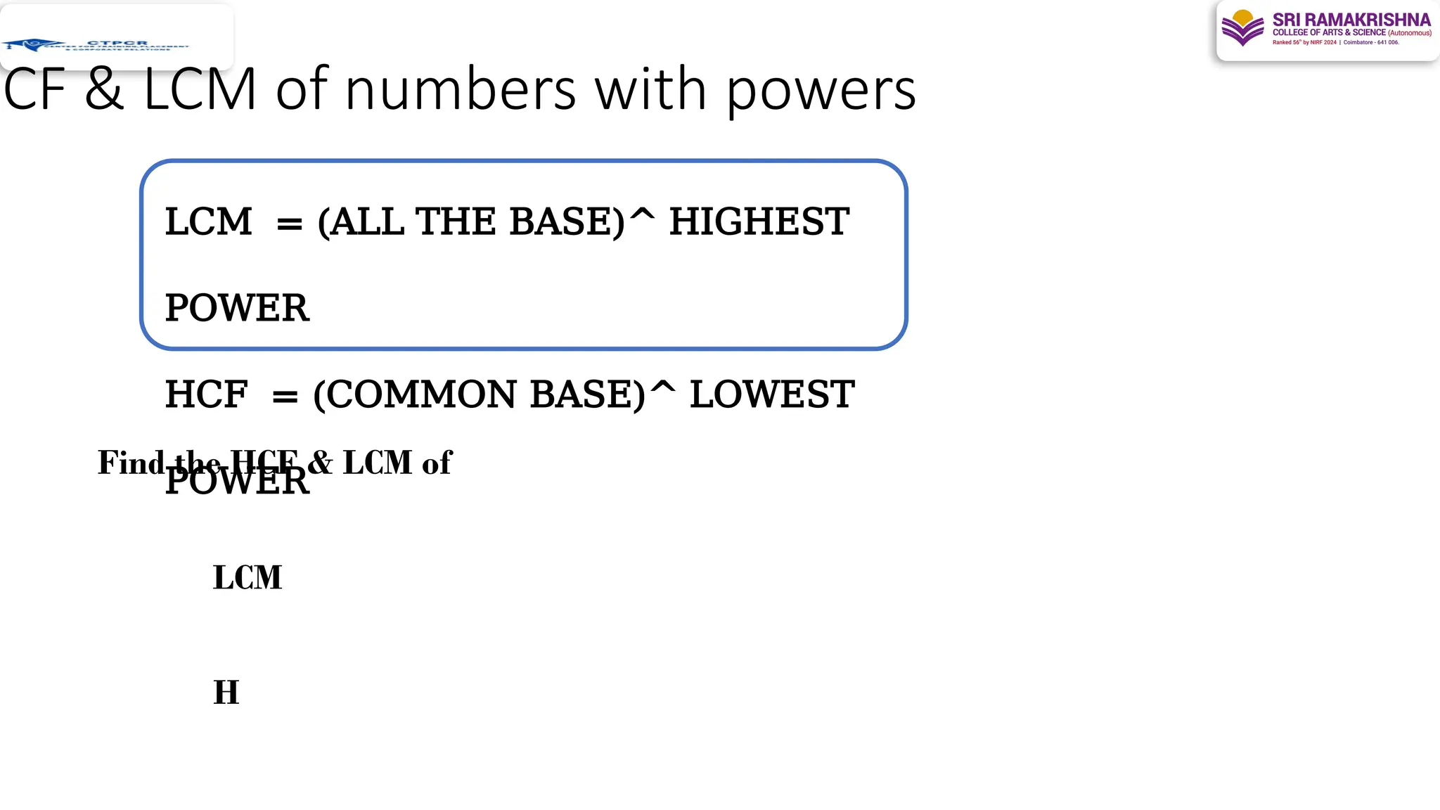Concepts of HCF and LCM in Aptitude preparation | PPTX