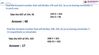 Concepts of HCF and LCM in Aptitude preparation | PPTX