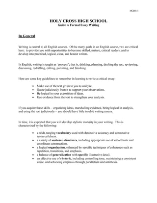 Hc formal essay handout 2013 revision | PDF