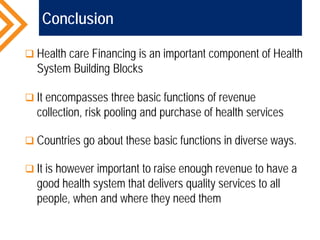 Health Financing Within the Overall Health System | PDF