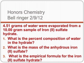 Hchem bell ringers 1 30 to 2-17 | PPTX | Chemistry | Science