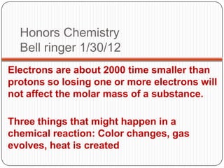 Hchem bell ringers 1 30 to 2-17 | PPTX | Chemistry | Science
