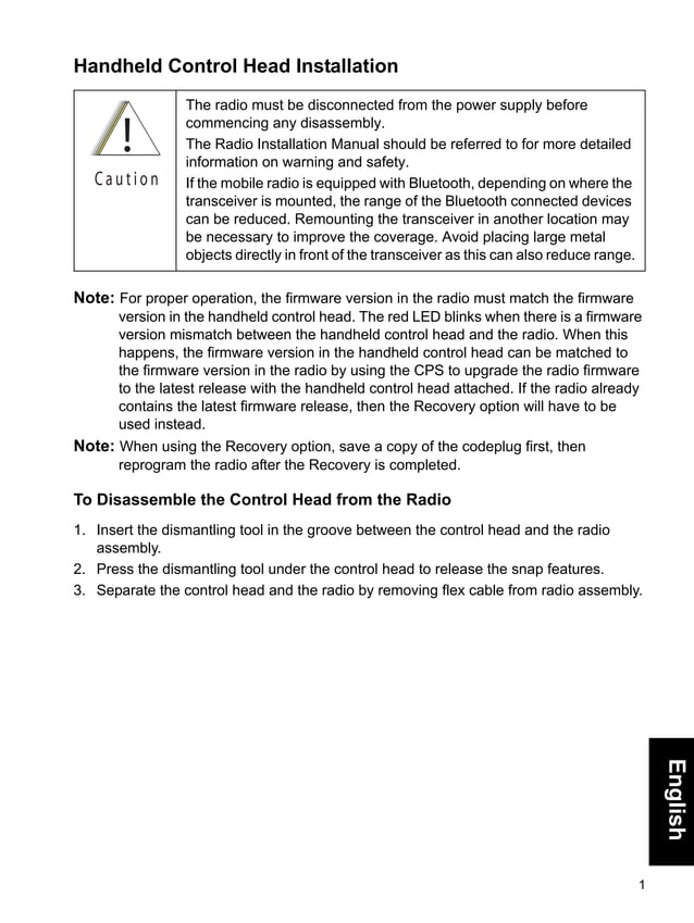 Motorola MotoTRBO XPR5550 HandHeld Control Head (HCH) Installation ...