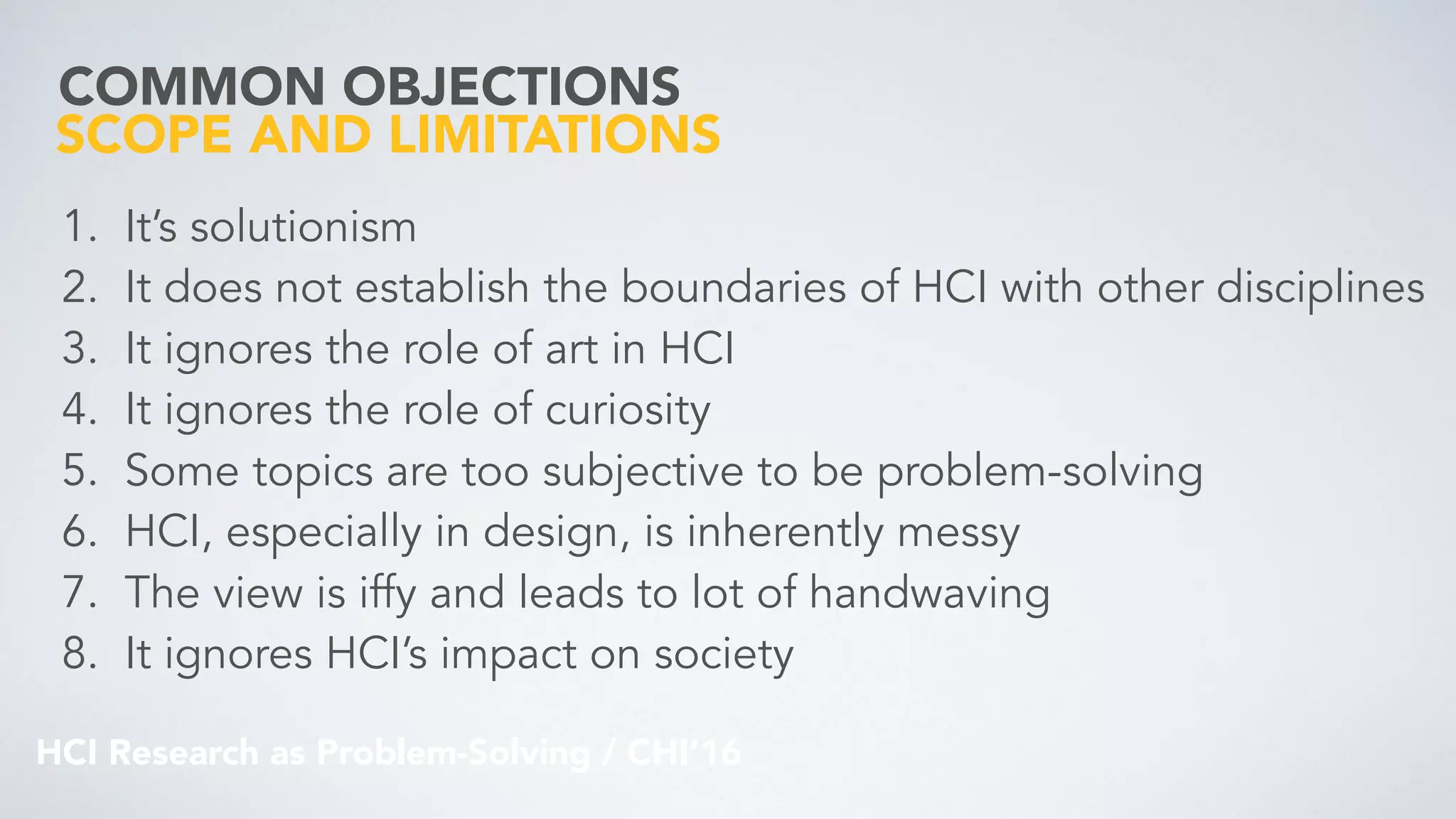 HCI Research as Problem-Solving [CHI'16, presentation slides] | PDF