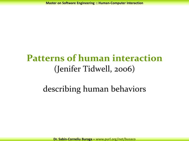 HCI: Design Patterns for Social Web Interaction | PPT