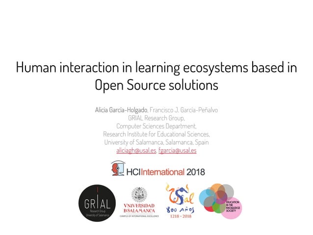 Human Interaction in Learning Ecosystems based on Open Source Solutions | PPT