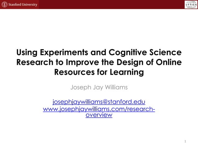 Using Experiments and Cognitive Science Research to Improve the Design of Online Resources for ...
