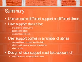 user support system in HCI | PPT