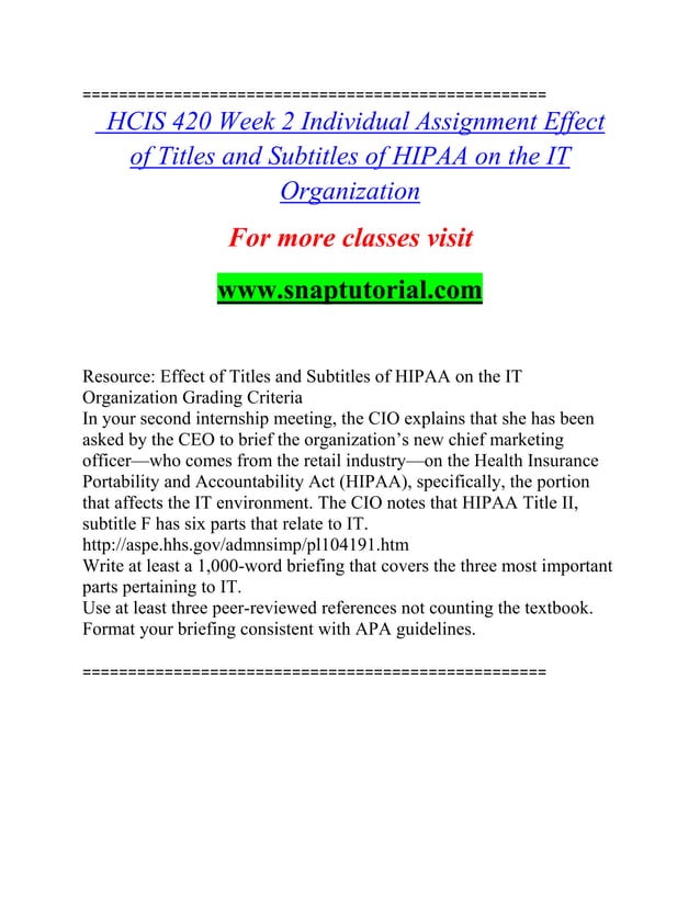 HCIS 420 help Successful Learning/Snaptutorial | PDF