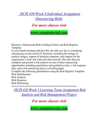 HCIS 420 help Successful Learning/Snaptutorial | PDF